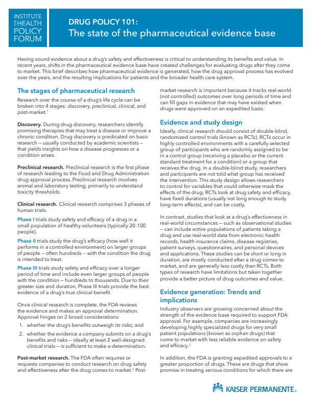 Drug policy 101: The state of the pharmaceutical evidence base - Kaiser ...